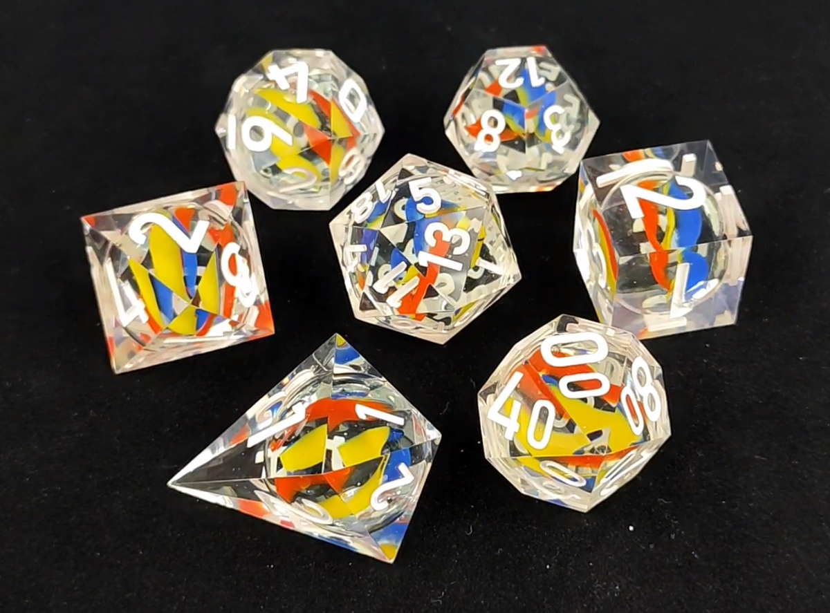 Marble Dice - Clear Rainbow [Sharp Edge] Hand made – OUMCRAFT