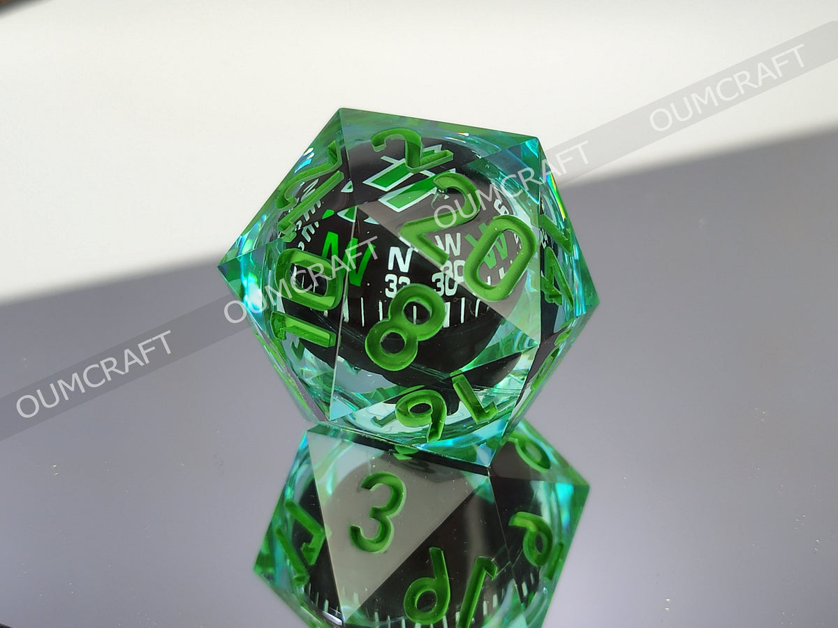 Compass Dice 32mm - Blue color [Handmade - made to order] – OUMCRAFT